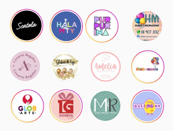 logo para tienda de decoración con globos, regalos, eventos